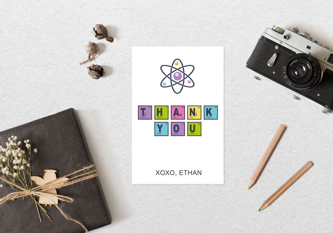 Science Birthday Thank You Card, Science Party Thank You Card ...
