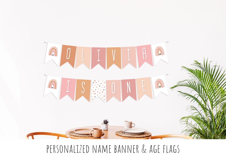 Boho Rainbow Age Banner Boho High Chair Bunting Personalized - Etsy