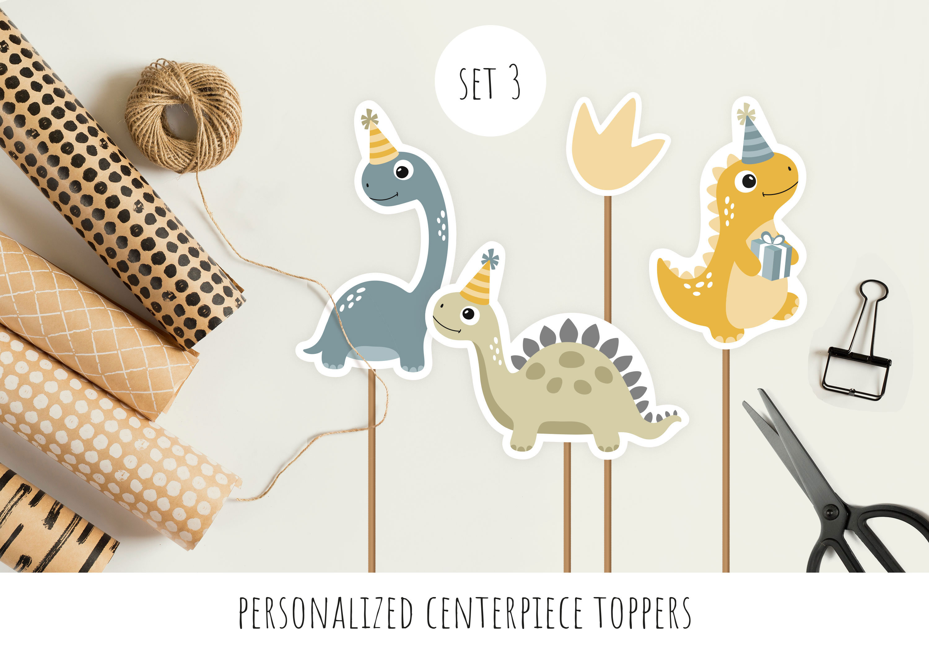 Cute Dinosaurs Cake Toppers, Age Centerpiece Figure, Dino Party Cake ...
