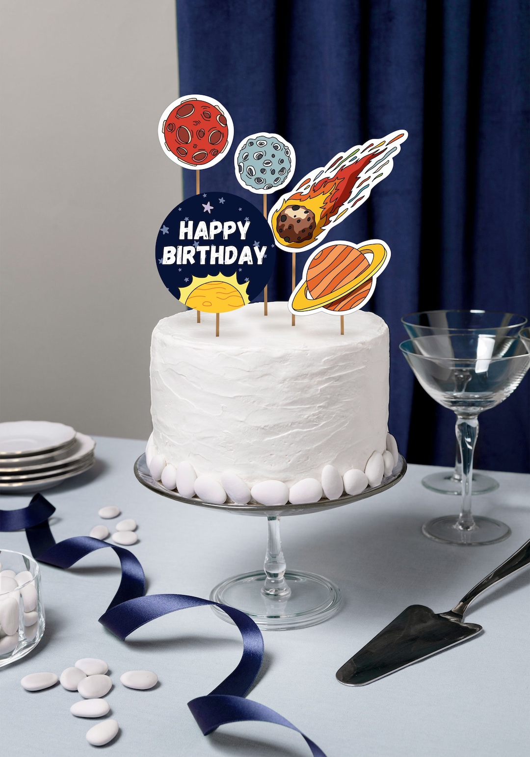Galaxy Party Cake Toppers, Planets Meteorite Centerpiece Figures, Space ...