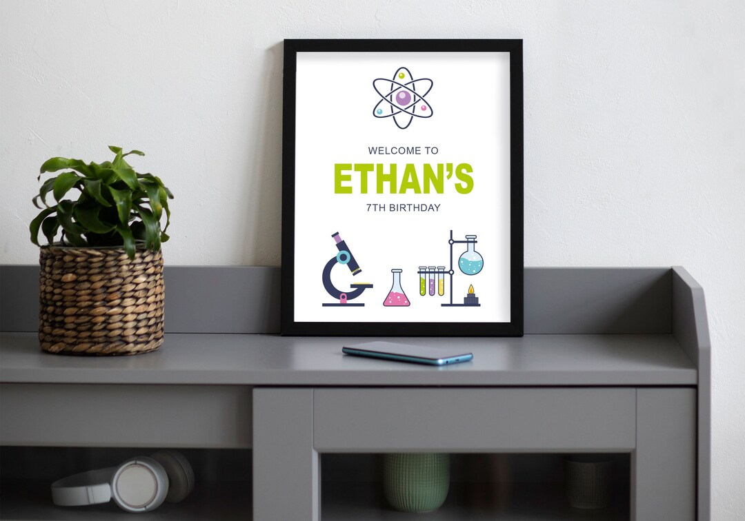 Mad Science Party Sign, Personalized Science Birthday Welcome Sign, Kid ...