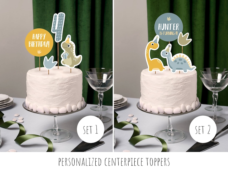 Dinosaurs Centerpiece Figures, Cute Dinosaurs Cake Toppers, Printable T ...
