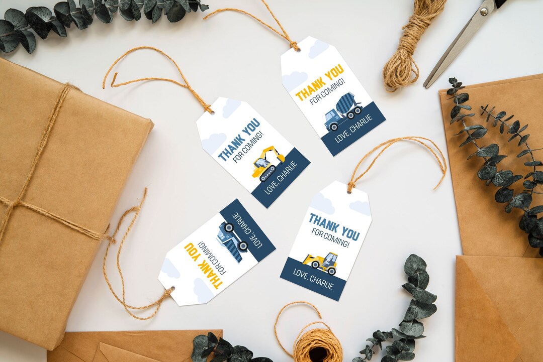 Construction Thank You Tags Construction Party Gift Tags - Etsy
