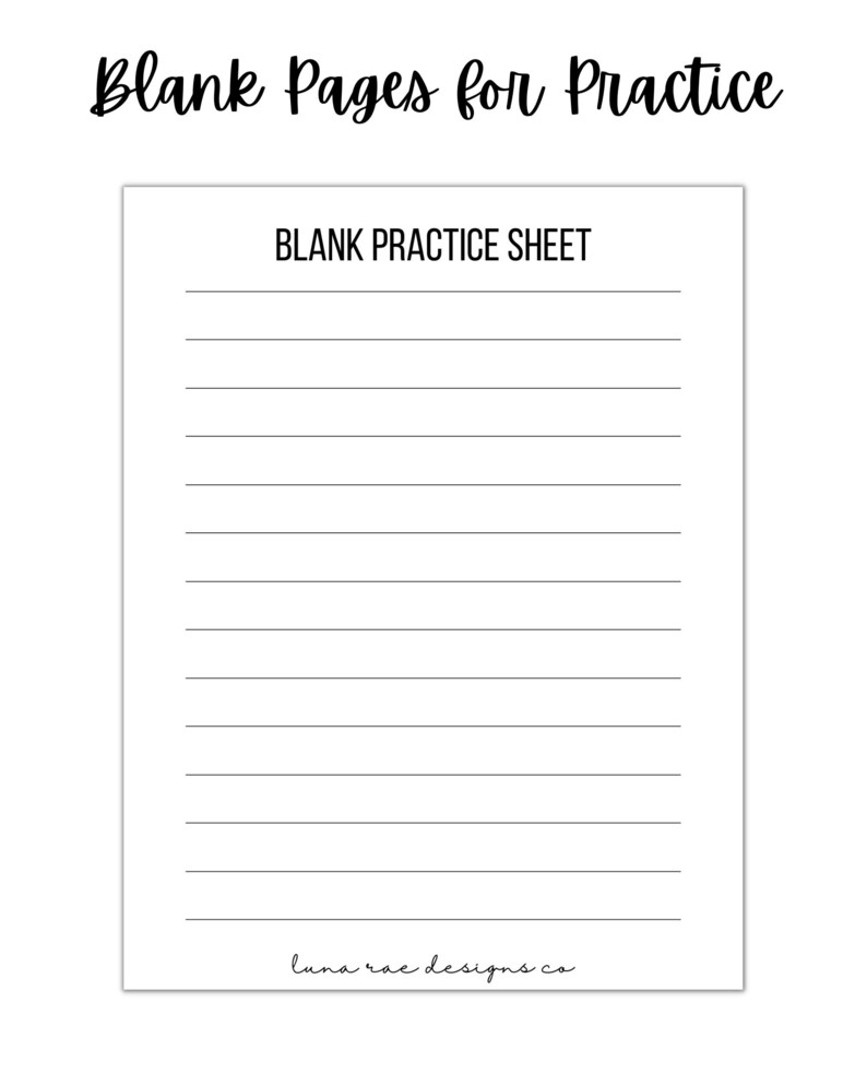 Handwriting Practice Sheets Blank Printable Digital Download Adult ...