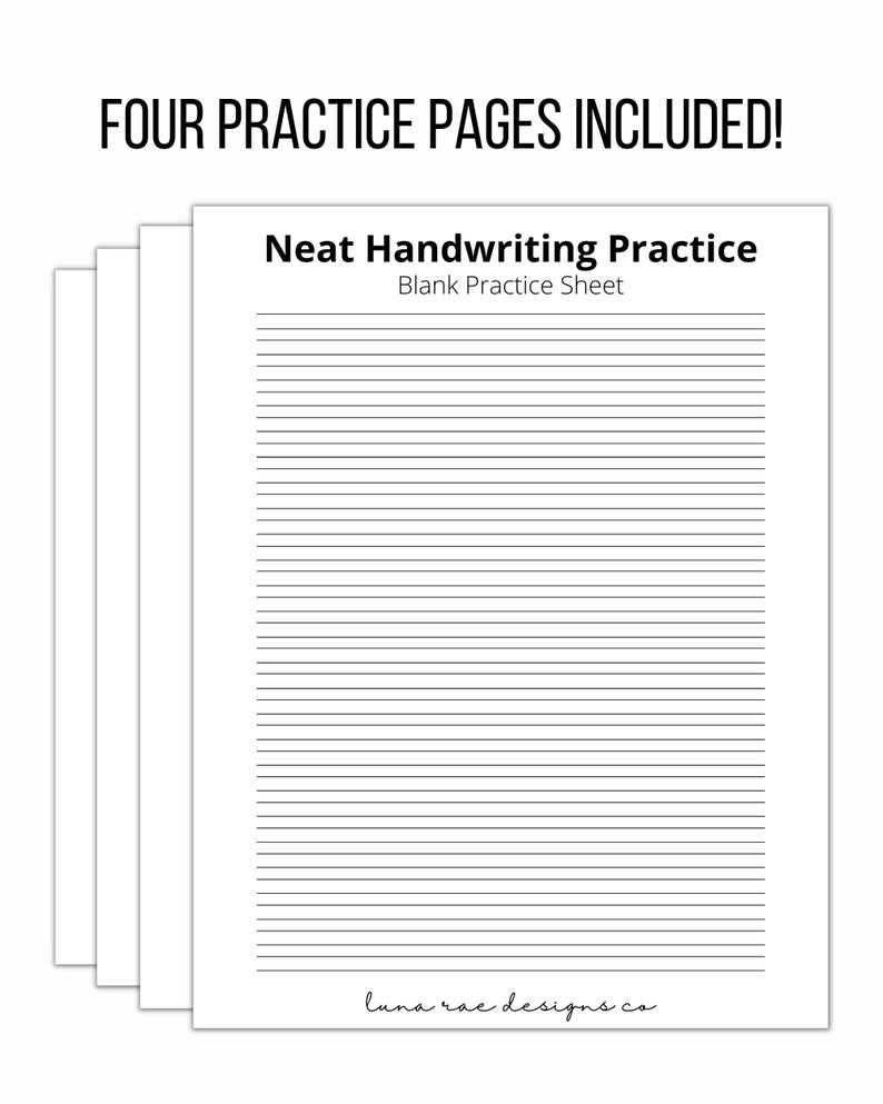 Neat Handwriting Practice Sheets | Digital Download | Adult Handwriting ...