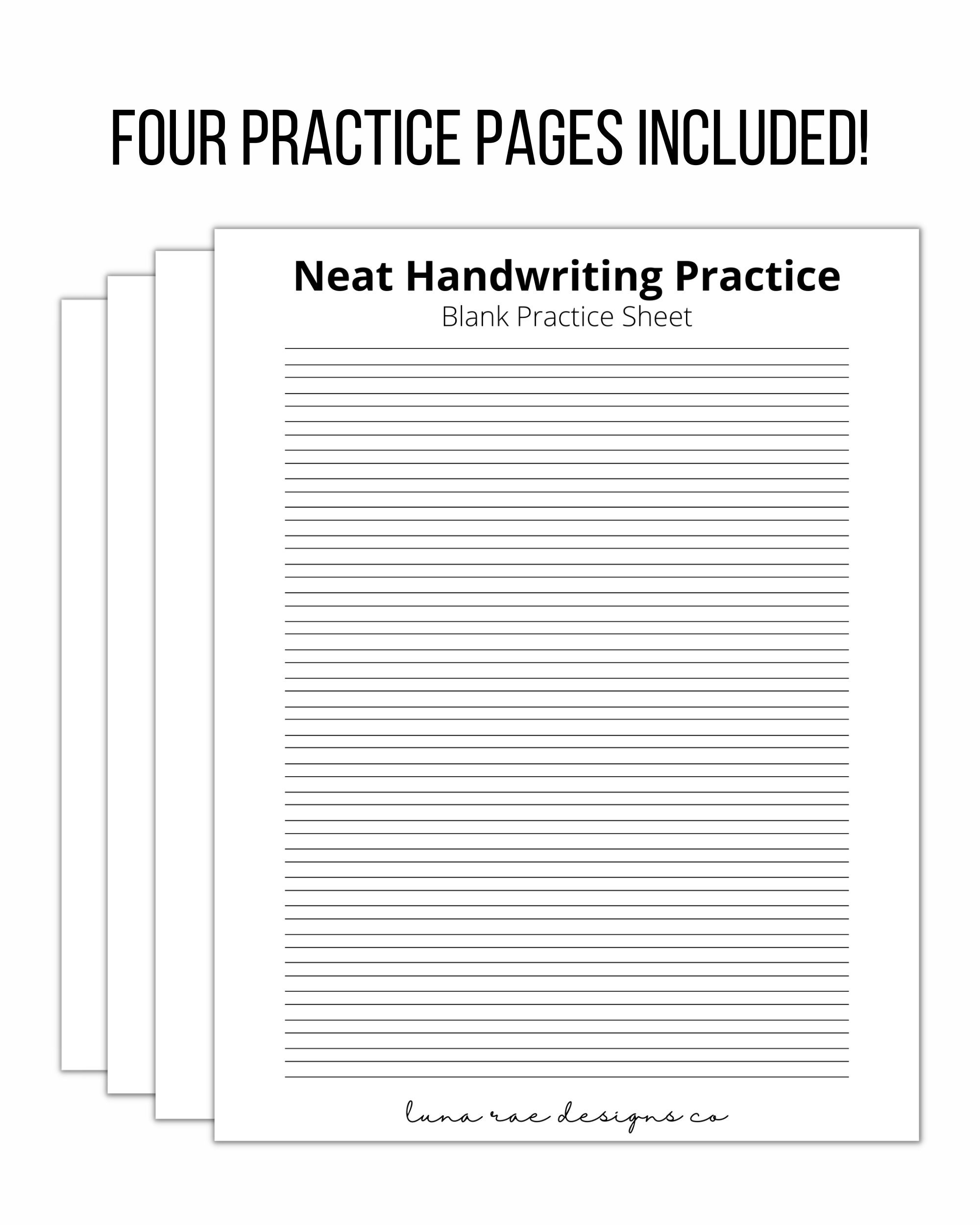 Neat Handwriting Practice Sheets | Digital Download | Adult Handwriting ...
