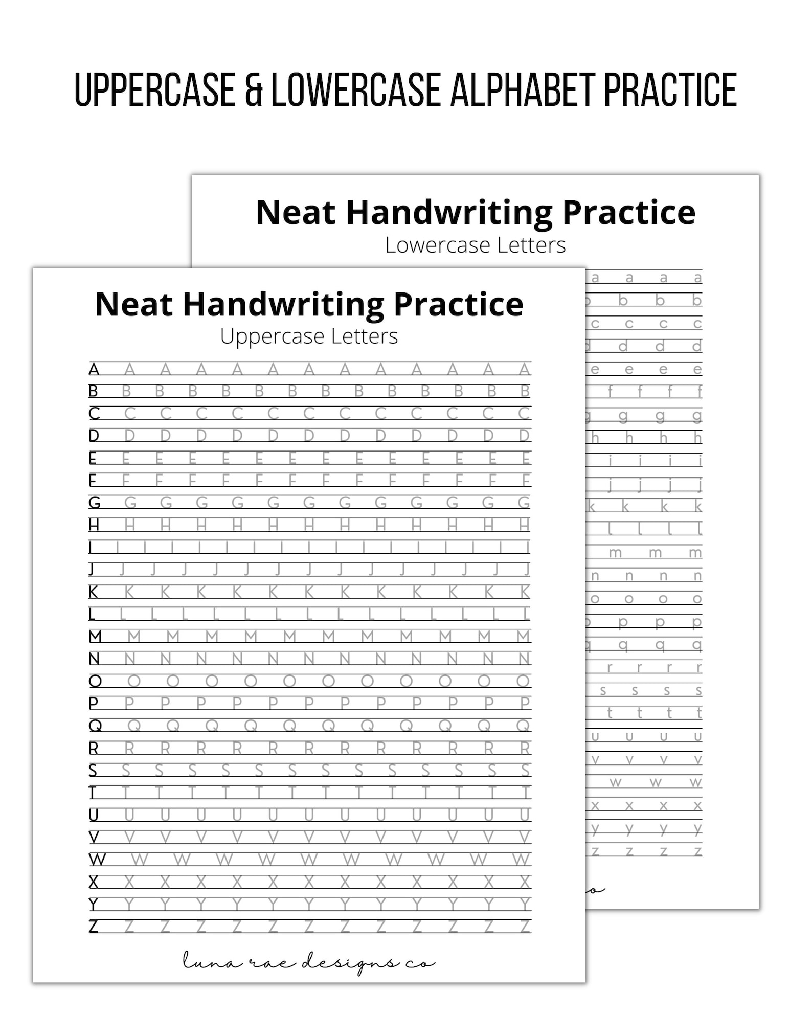 Neat Handwriting Practice Sheets | Digital Download | Adult Handwriting ...