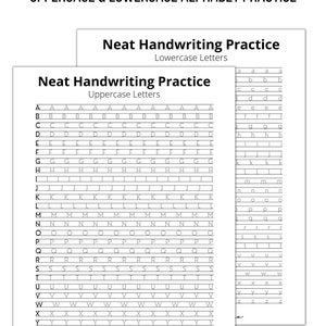 Neat Handwriting Practice Sheets | Digital Download | Adult Handwriting ...