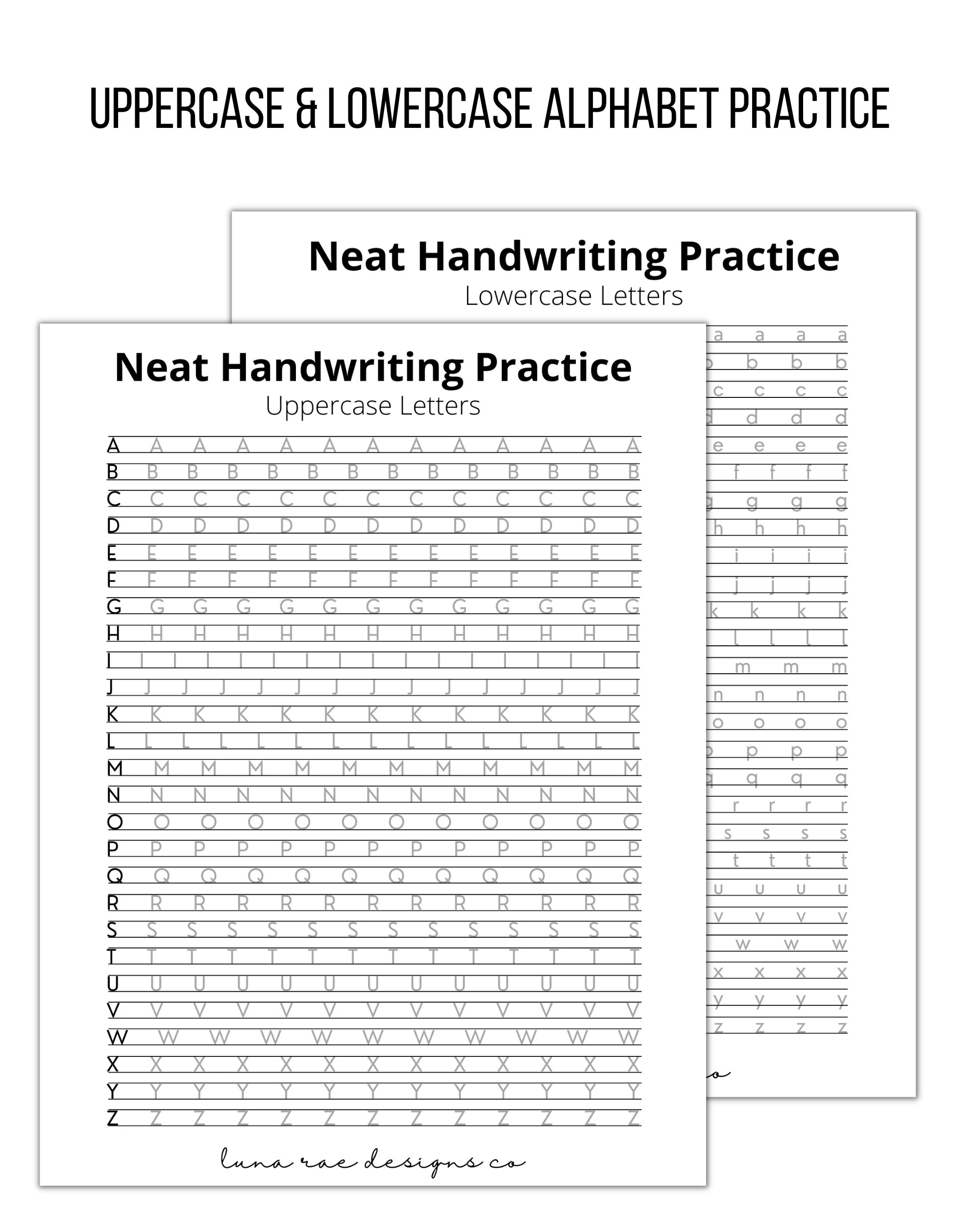 Neat Handwriting Practice Sheets | Digital Download | Adult Handwriting ...
