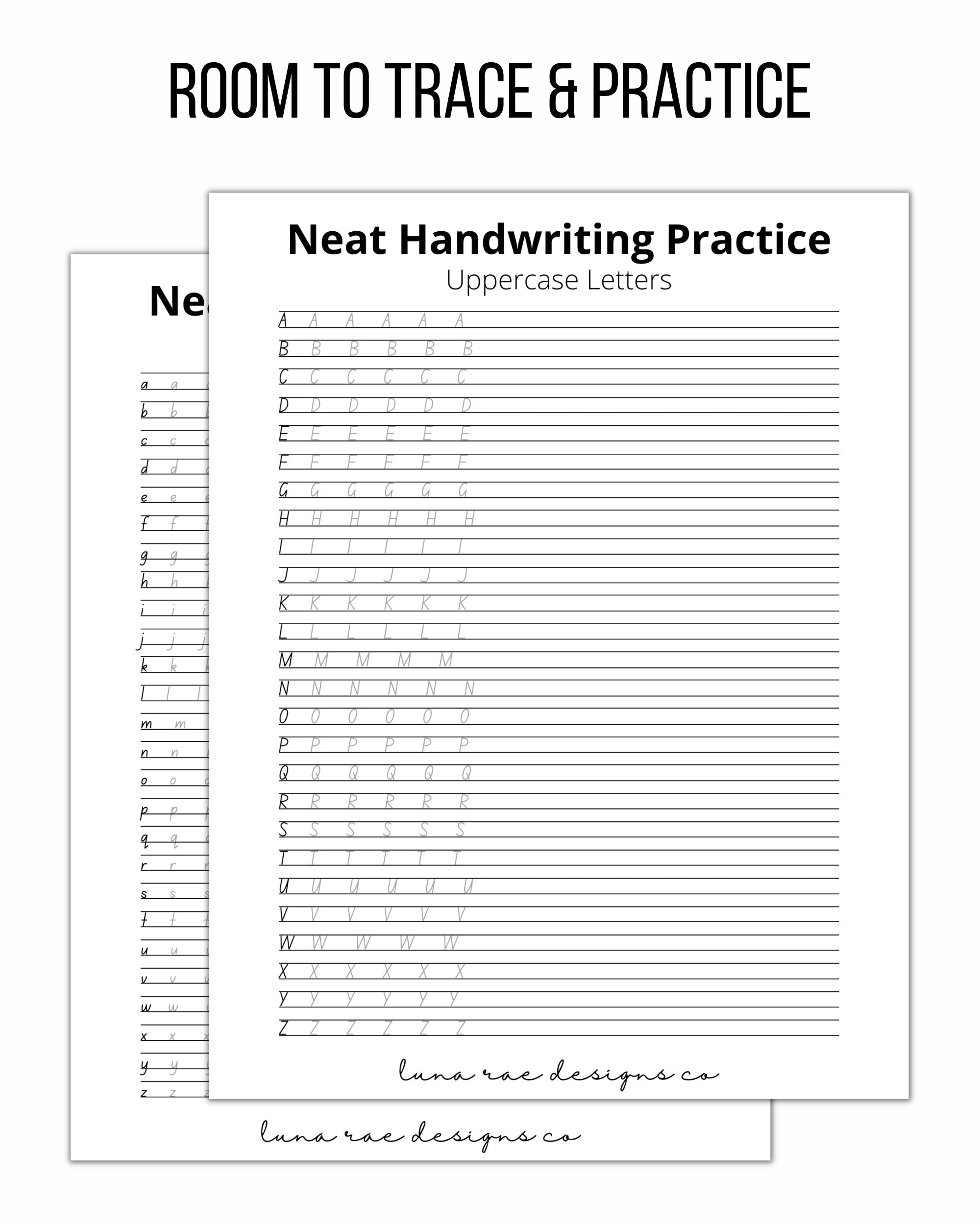 Neat Handwriting Practice Sheets | Digital Download | Adult Handwriting ...