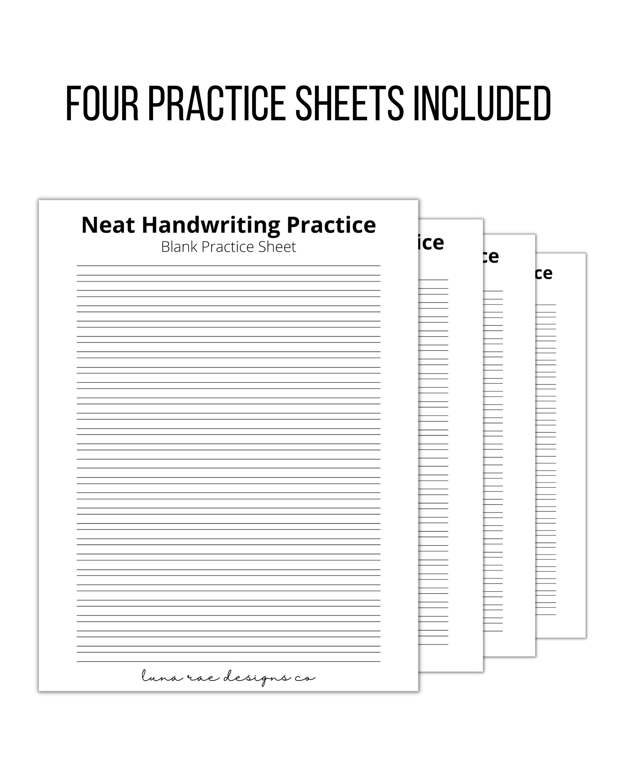 Neat Handwriting Practice Sheets | Digital Download | Adult Handwriting ...
