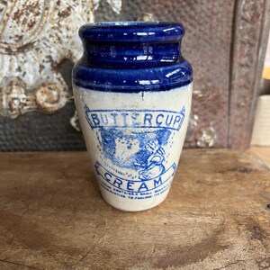 Antique English Large Rare Buttercup Cream With Cow and Milkmaid Blue ...