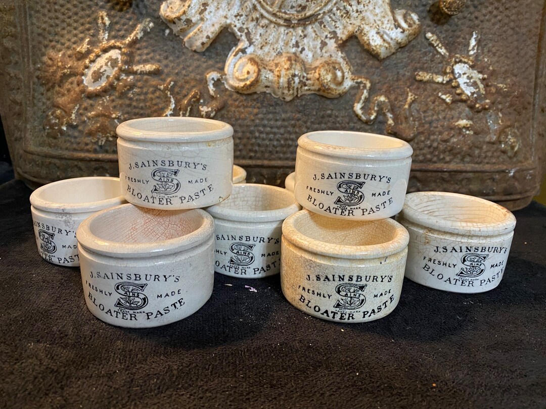 J. Sainsbury Bloater Paste - Ironstone Antique English Advertising Pot ...
