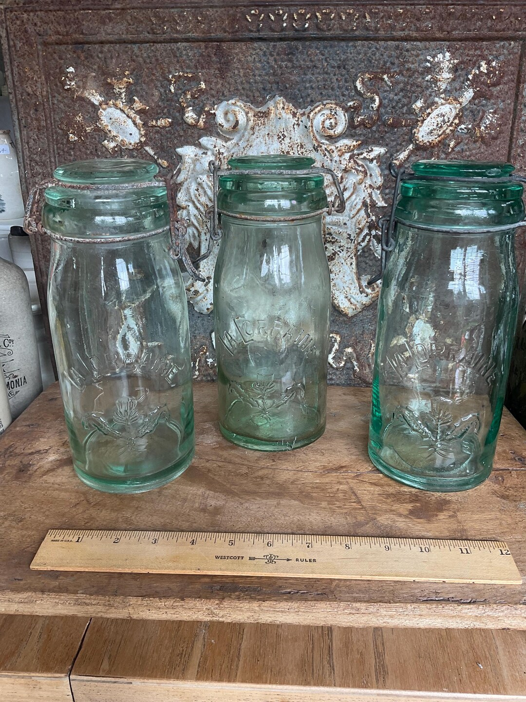 Antique - 1 Liter Large - French Lalorraine Chunky Fruit Canning Jars ...