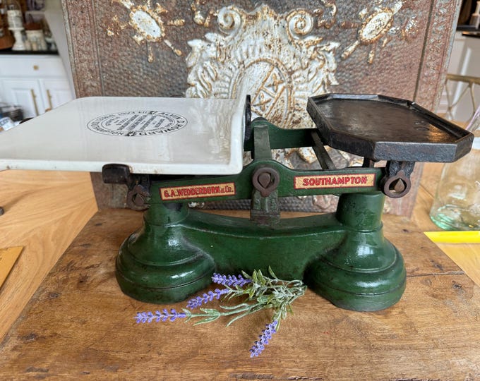 Antique English Shopkeepers Iron Scale With Ironstone Printed ...