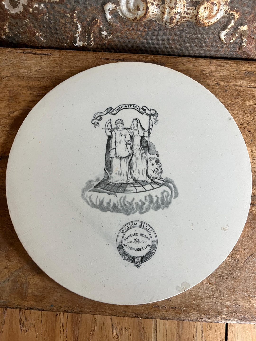 Antique English Ironstone Printed Scale Plate justitia Et Fides William ...