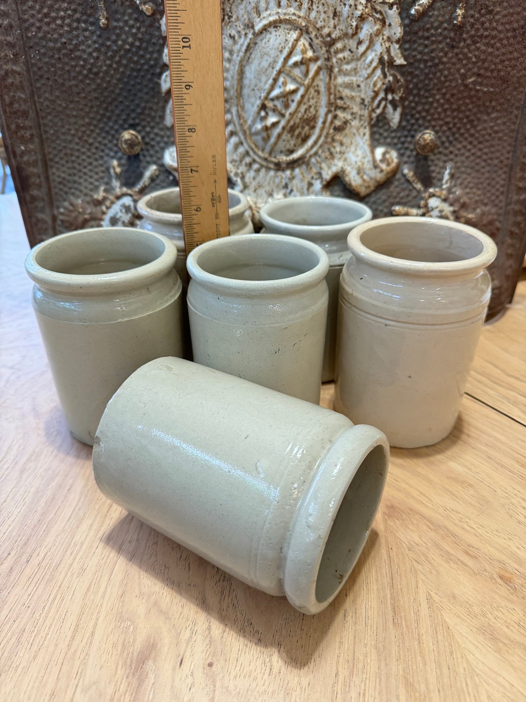 2# Rolled Top Earthenware Plain Marmalade Pot - Antique English Pot - C ...