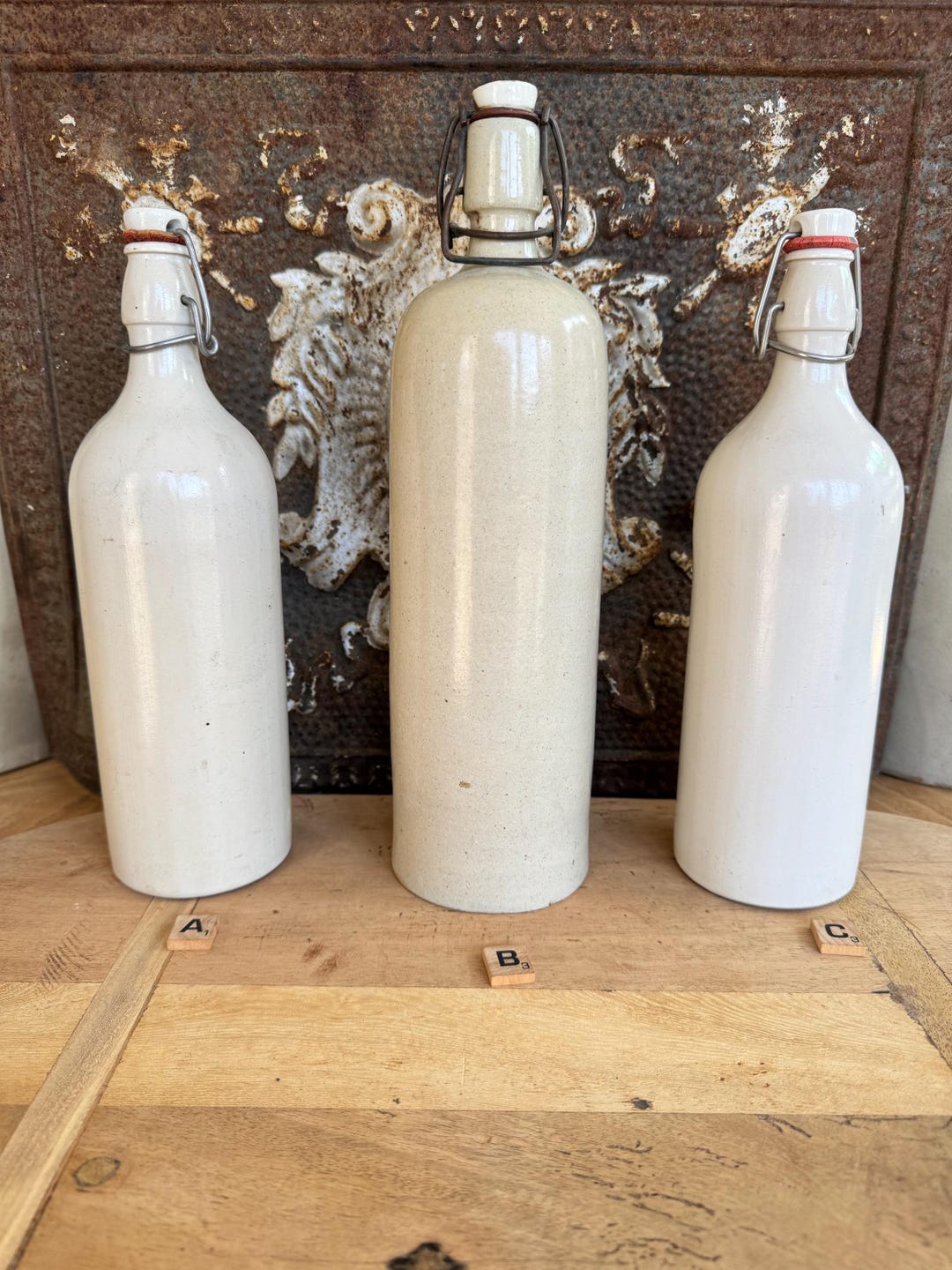 Antique French Stone / Earthenware Lidded Bottles - 3 to Choose From - Etsy