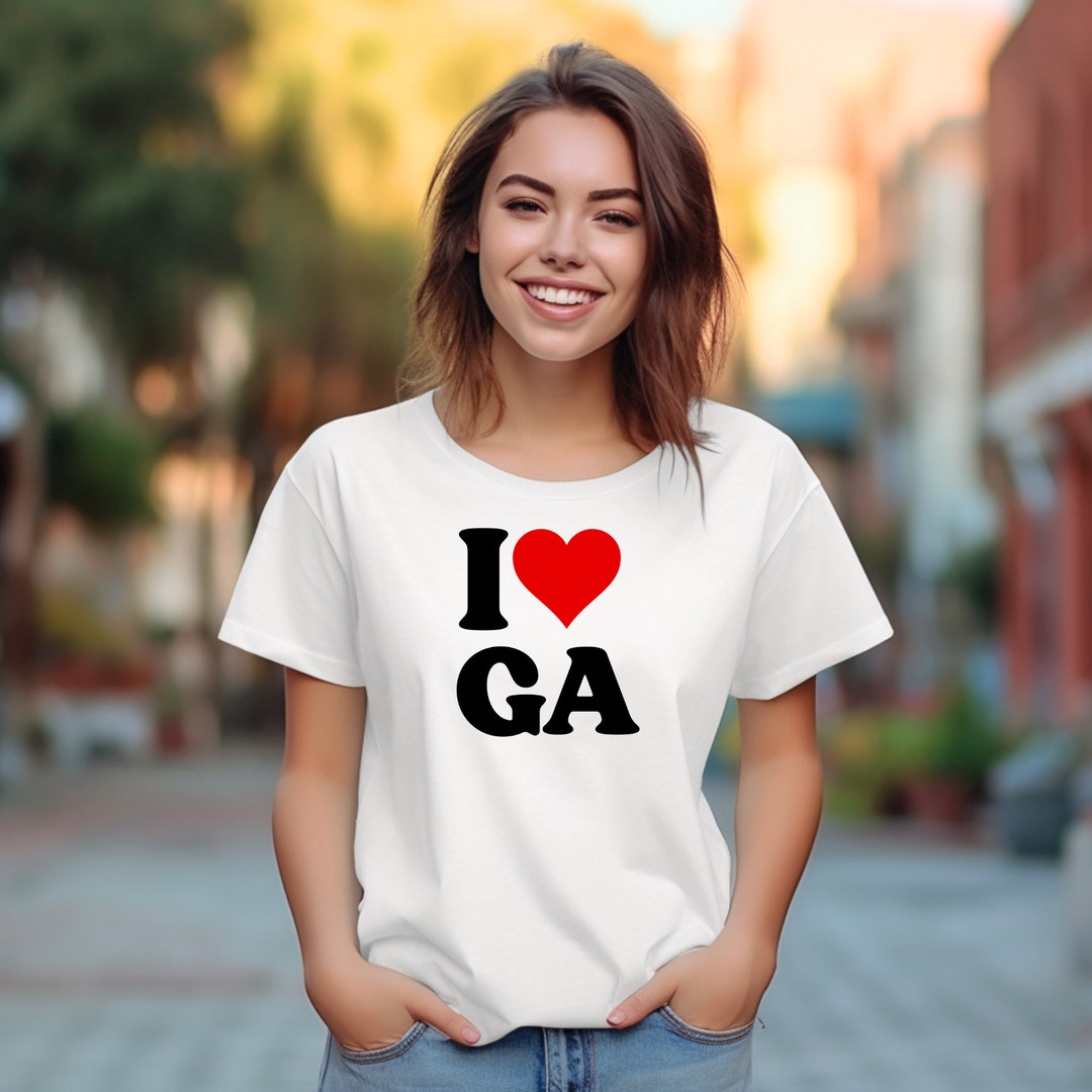 I Love GA Heart Tee, Georgia Love Shirt, GA Heart Symbol, Peach State ...