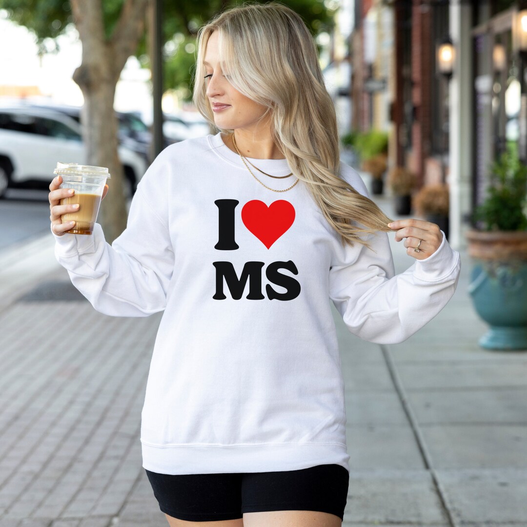 I Love MS Heart Sweater, Mississippi Love Shirt, Magnolia State Sweater ...