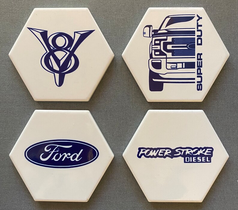 Ford V8 Power Stoke Super Duty Hexagon Coasters Set of 4 - Etsy