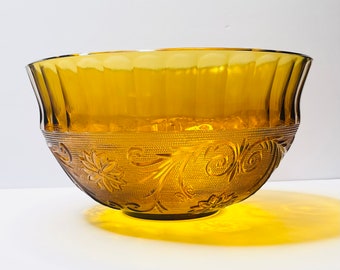 Tiara Indiana Glass Amber Sandwich Punch Bowl , Ladle & 12 Cups Vintage ...