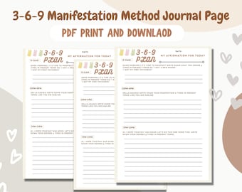 369 Manifestation Method Journal Page, Print and Download PDF, Law of ...