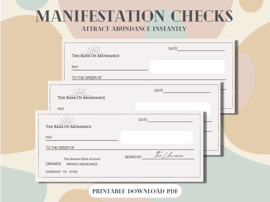 Manifestation Checks, Printable Download, Script Your Dream Life ...