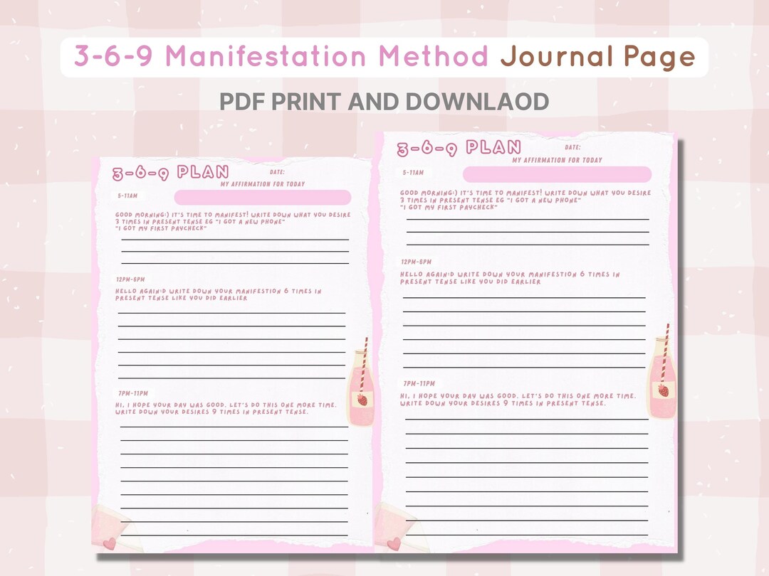 369 Manifestation Method Journal Page, Print and Download PDF, Digital ...