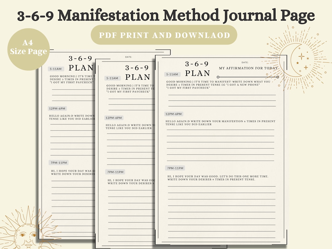 369 Manifestation Method Journal Page, Print and Download PDF, Digtital ...
