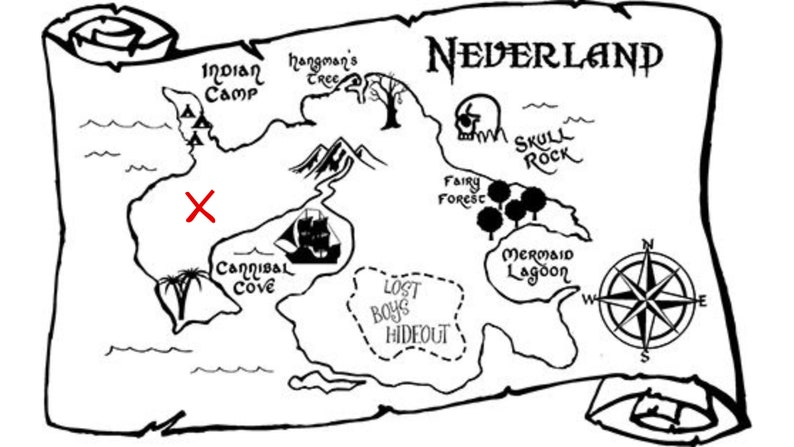 Neverland Treasure Map - Etsy