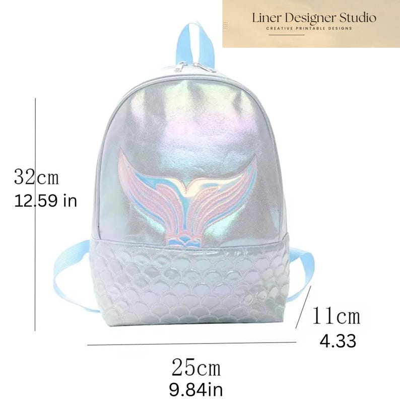 Personalized Mermaid Backpack: Custom Embroidered Nylon School Bag - Etsy