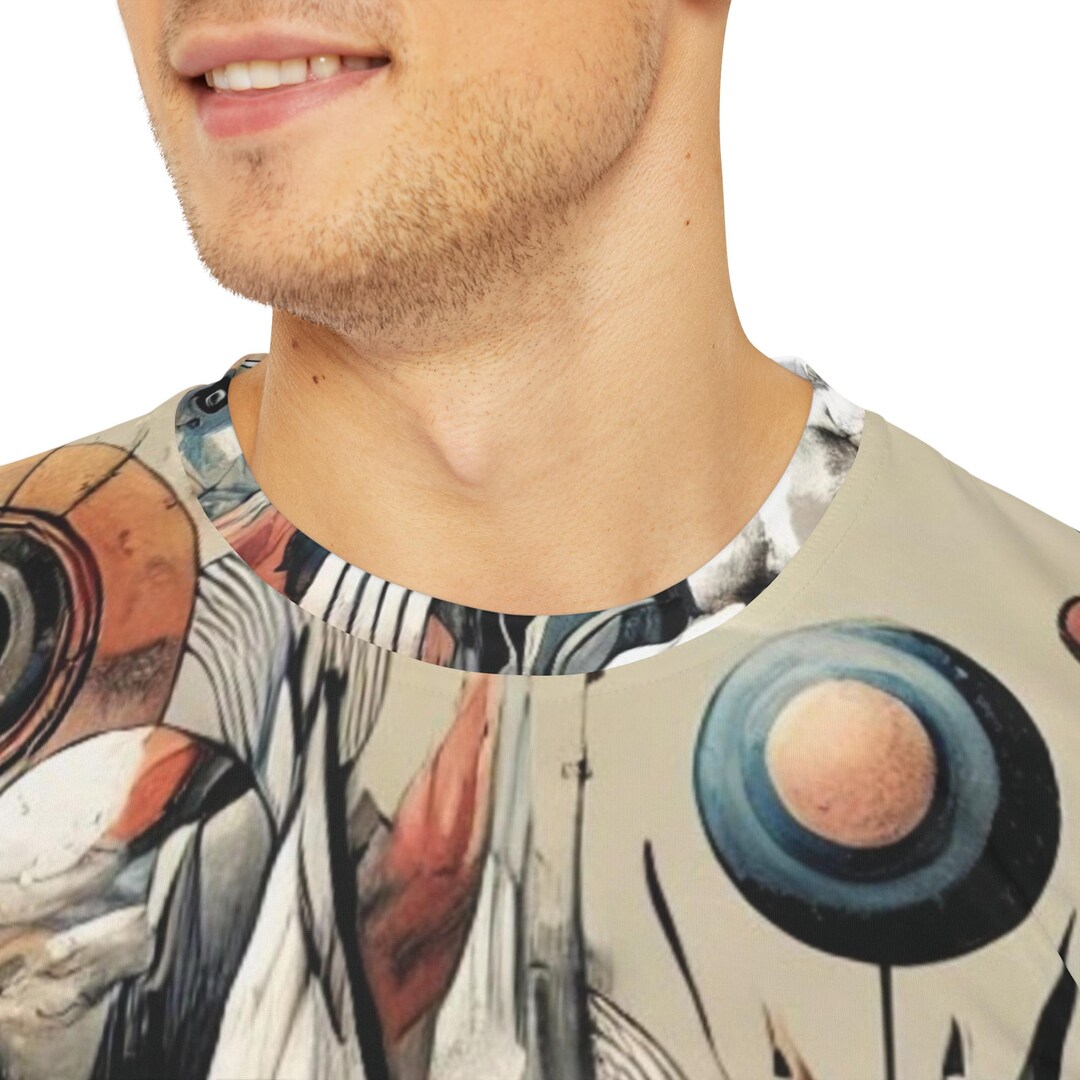 Mens Expressive Painterly Artwork T-shirt All Over Print Wearable Art ...