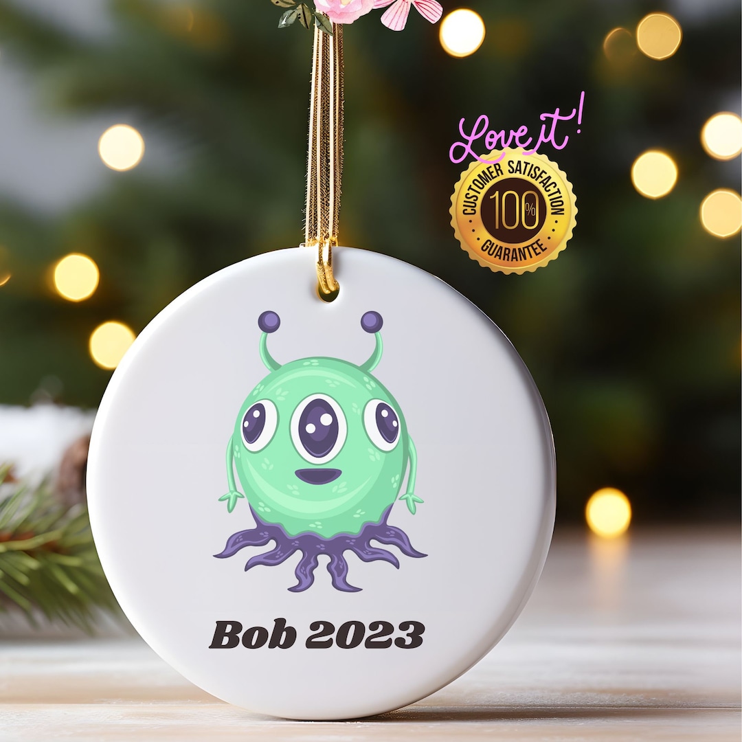 Custom Little Alien UFO Ornament, Alien Ornament, Ceramic Christmas ...