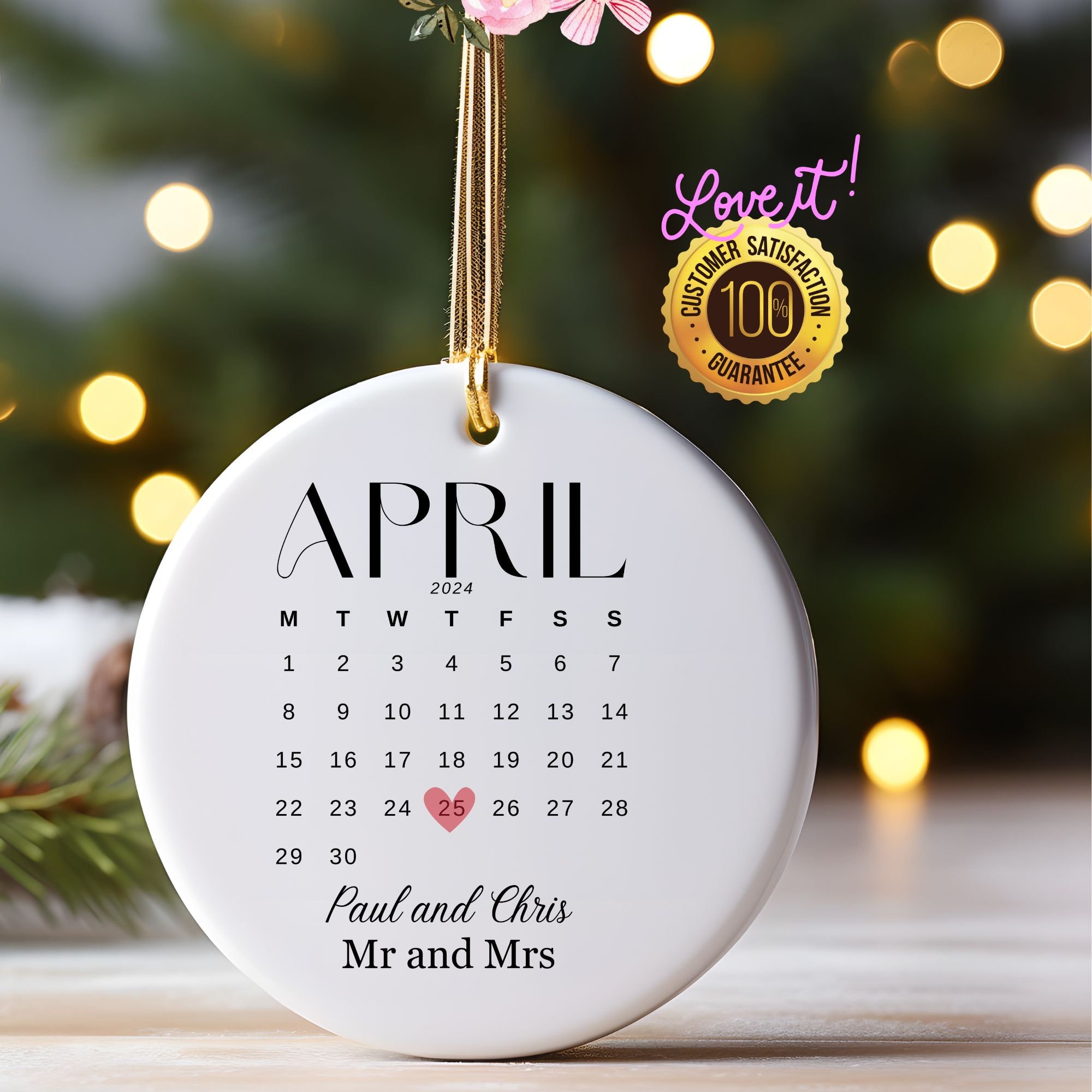 Personalized Marriage Calendar Ornament for Wedding or Anniversary - Etsy