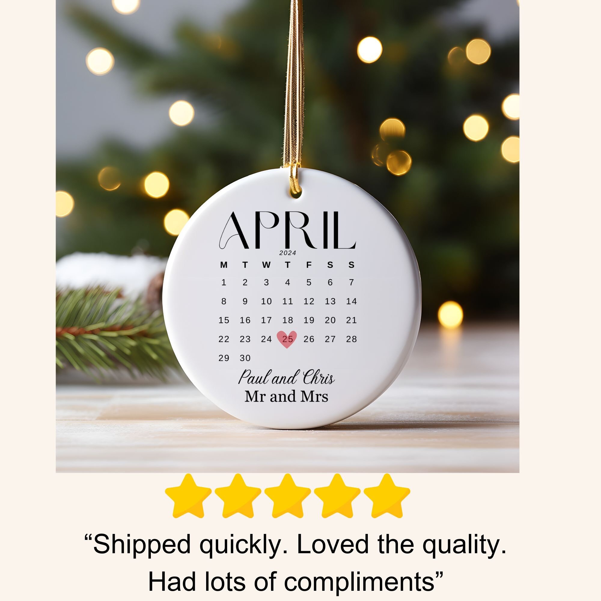 Personalized Marriage Calendar Ornament for Wedding or Anniversary - Etsy