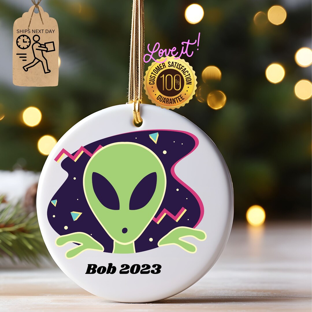 Personalized Ceramic Alien Christmas Ornament Custom Gift,little Green ...