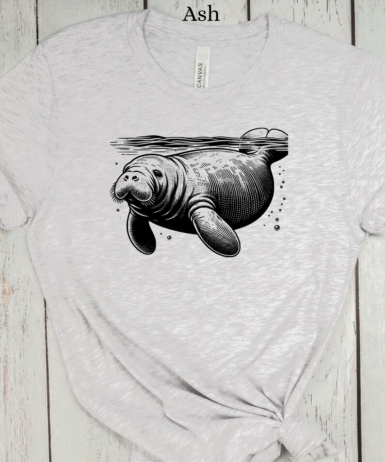 Womens Cute Manatee Sketch Drawing Tshirt, Sea Cow Shirt, Manatee ...