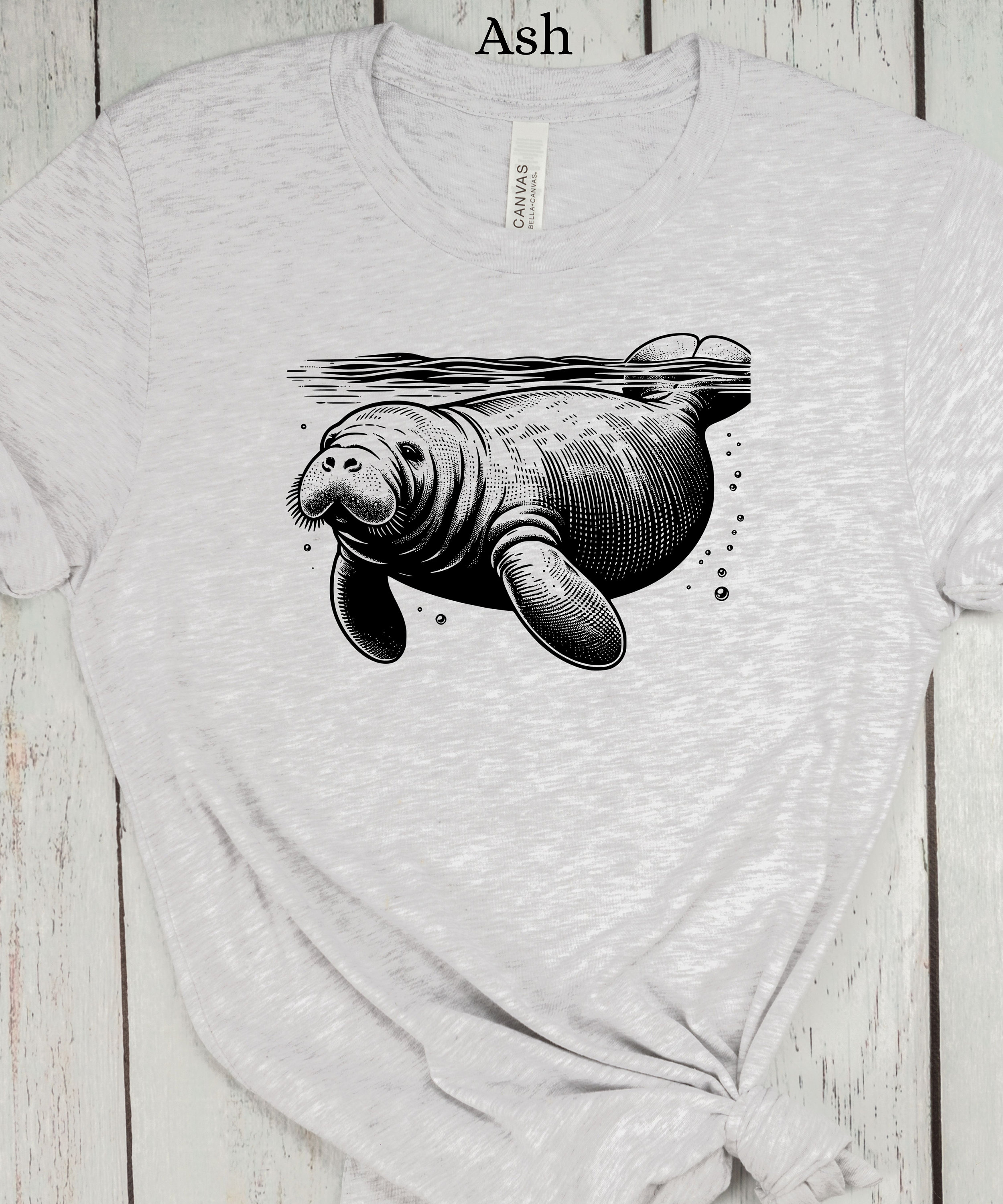 Womens Cute Manatee Sketch Drawing Tshirt, Sea Cow Shirt, Manatee ...