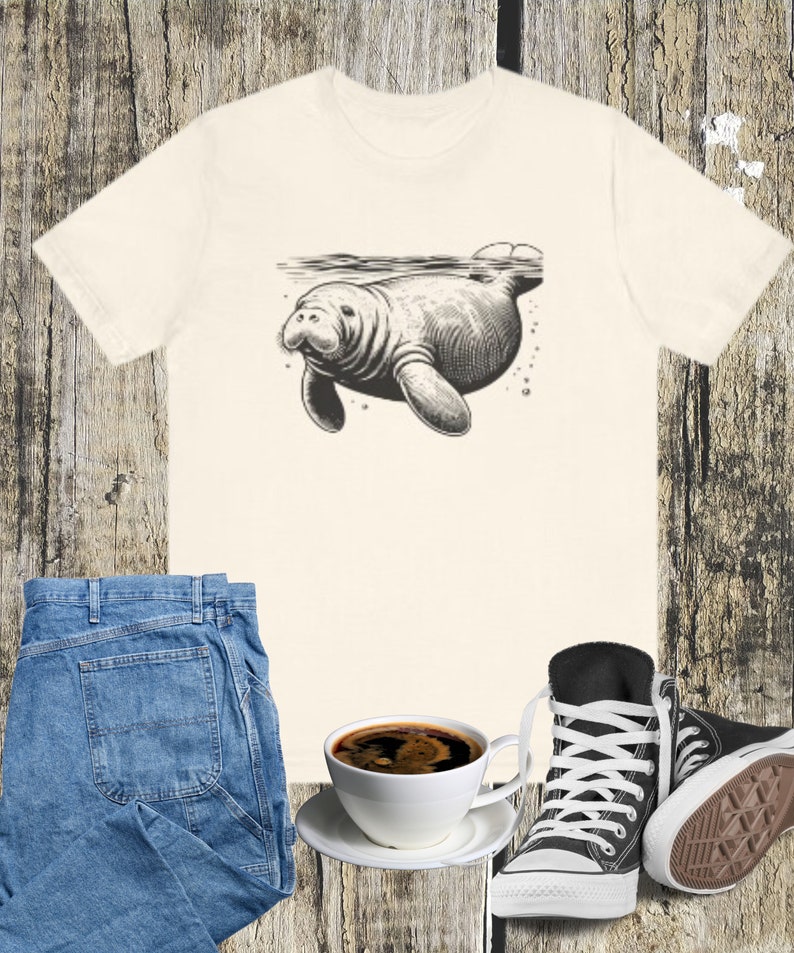 Womens Cute Manatee Sketch Drawing Tshirt, Sea Cow Shirt, Manatee ...