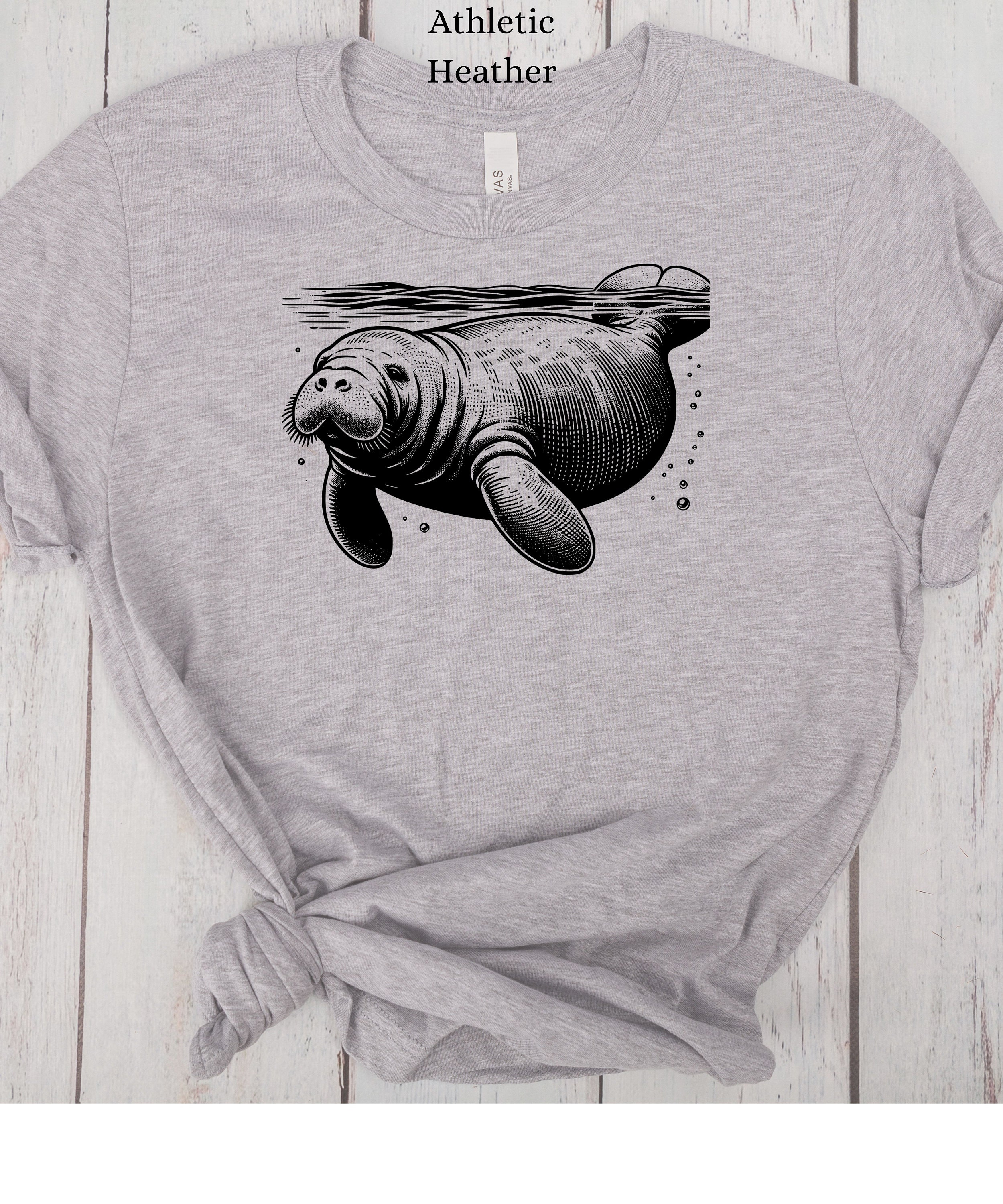 Womens Cute Manatee Sketch Drawing Tshirt, Sea Cow Shirt, Manatee ...