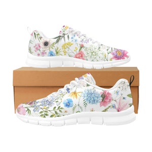 Floral Print Sneakers: Women's Lace-up Athletic Shoes - Etsy