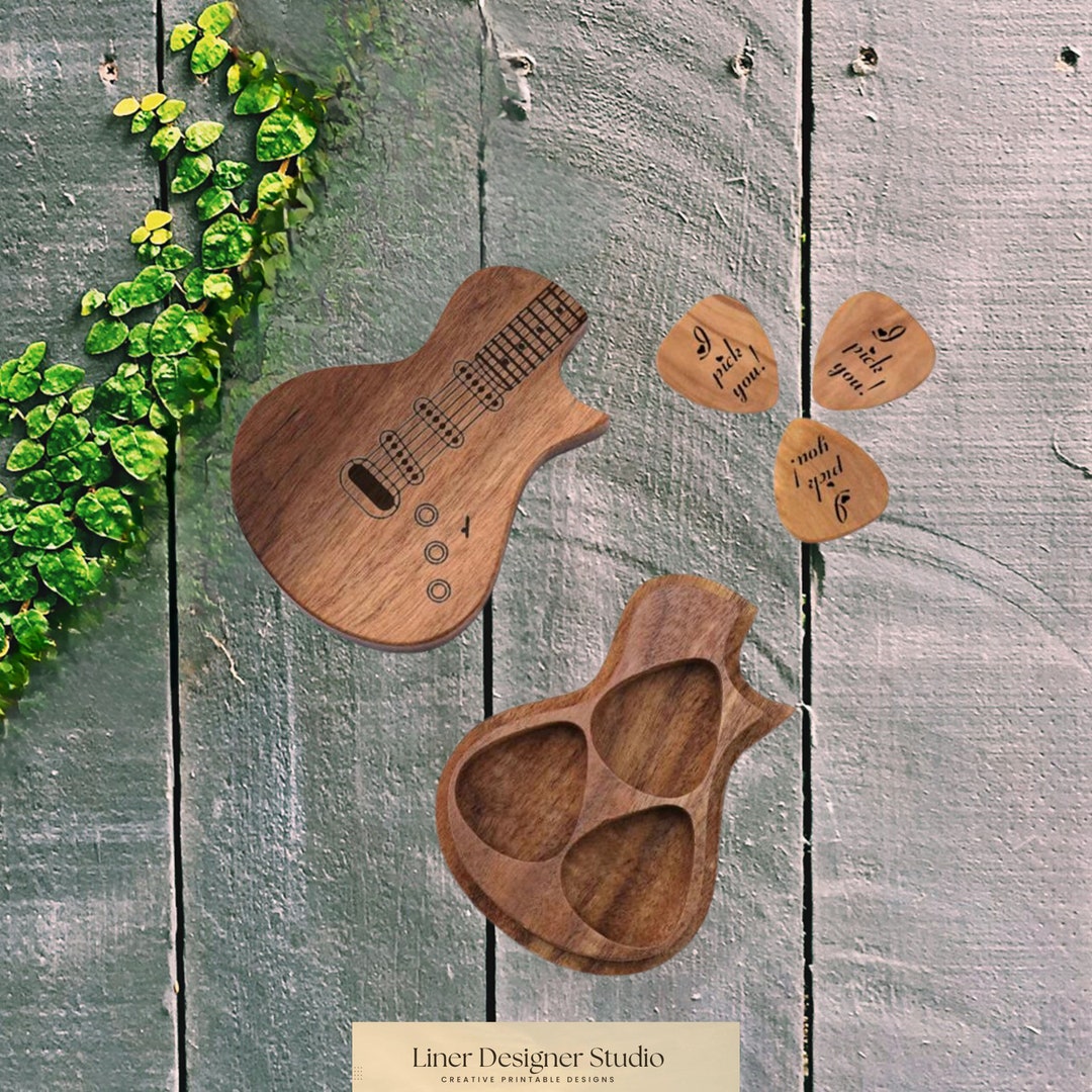 Personalized Guitar Shaped Pick Case, Customized Guitarist Engraved ...