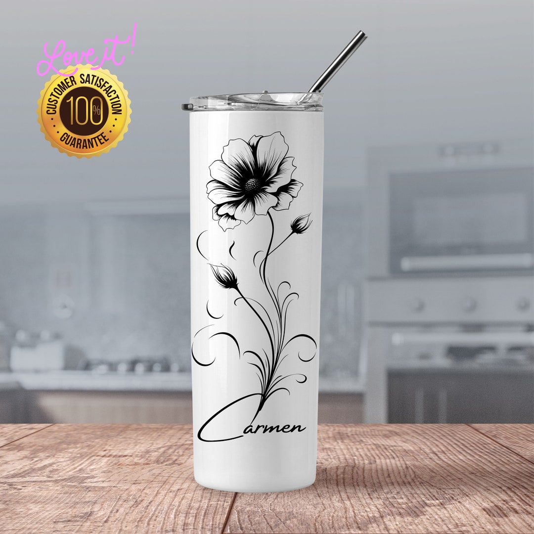 Custom October Cosmos Birth Month Flower Tumbler Personalized Birth ...