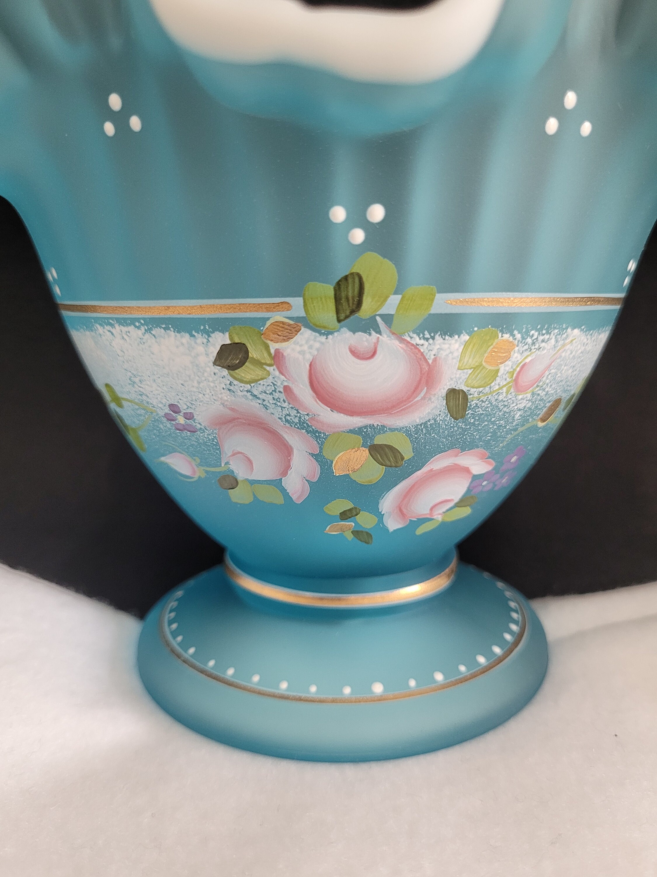Fenton Blue Floral Signature Piece Basket- Charleton Collection 2002 ...