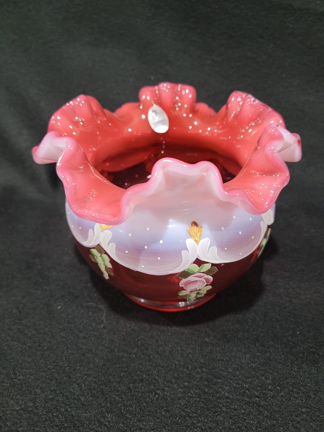 Fenton Art Glass Charleton Collection Rose Bowl. Signature Piece. - Etsy