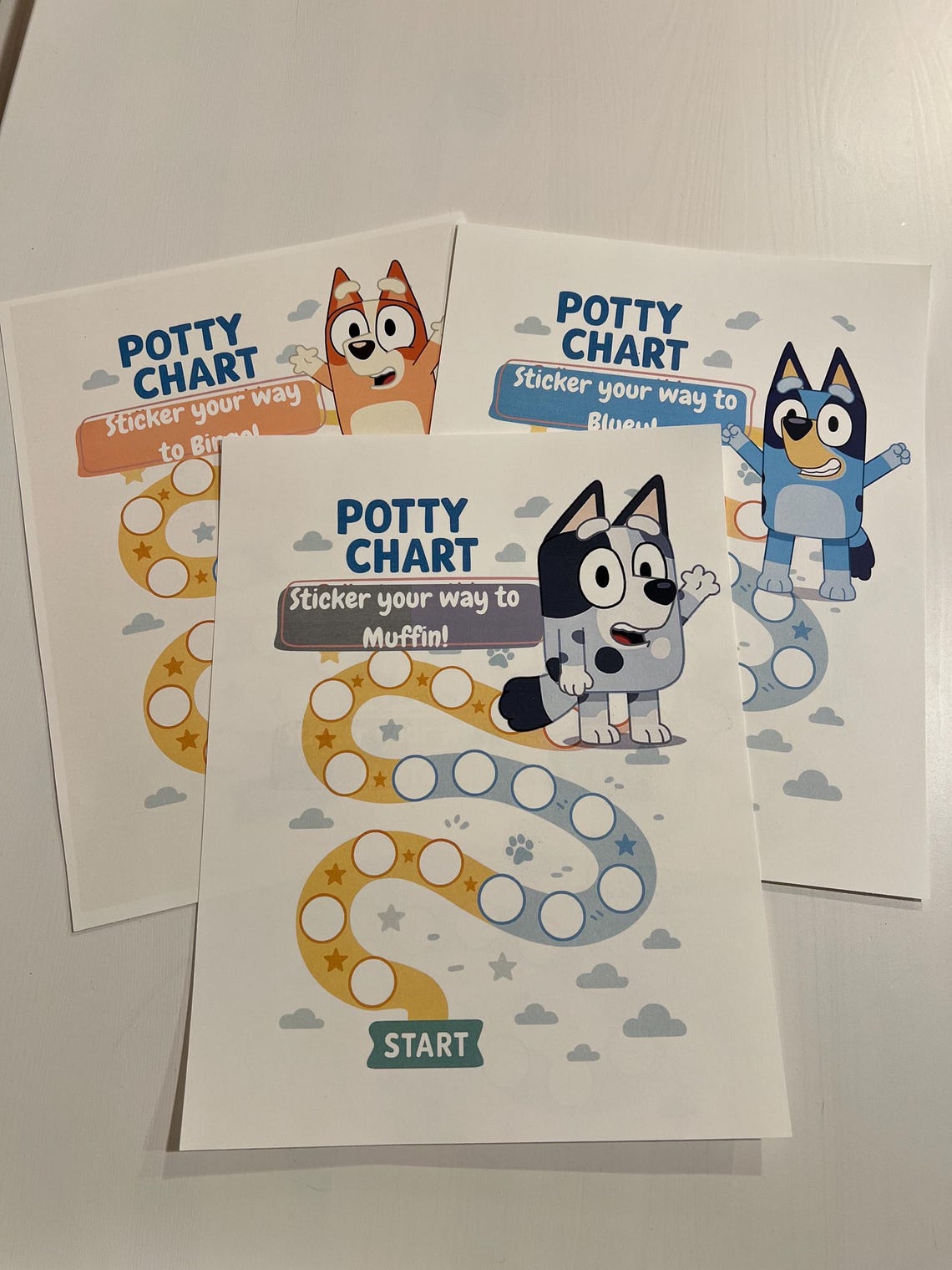 Potty Training Chart Set of 3 – Bluey, Bingo & Muffin Printable Reward ...