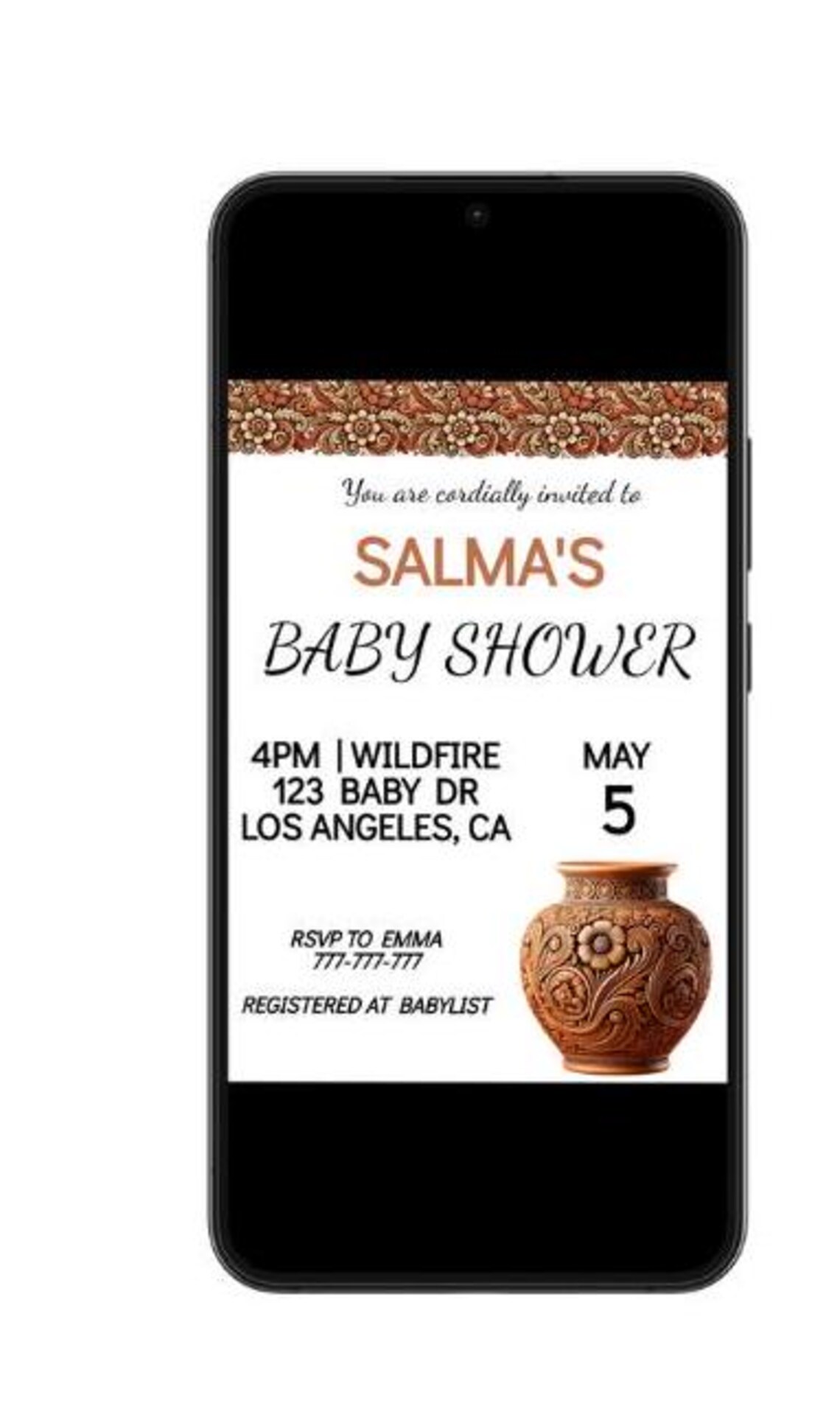 Mexican Barro Digital Invitation With Modern Barro Mexican Vase and ...