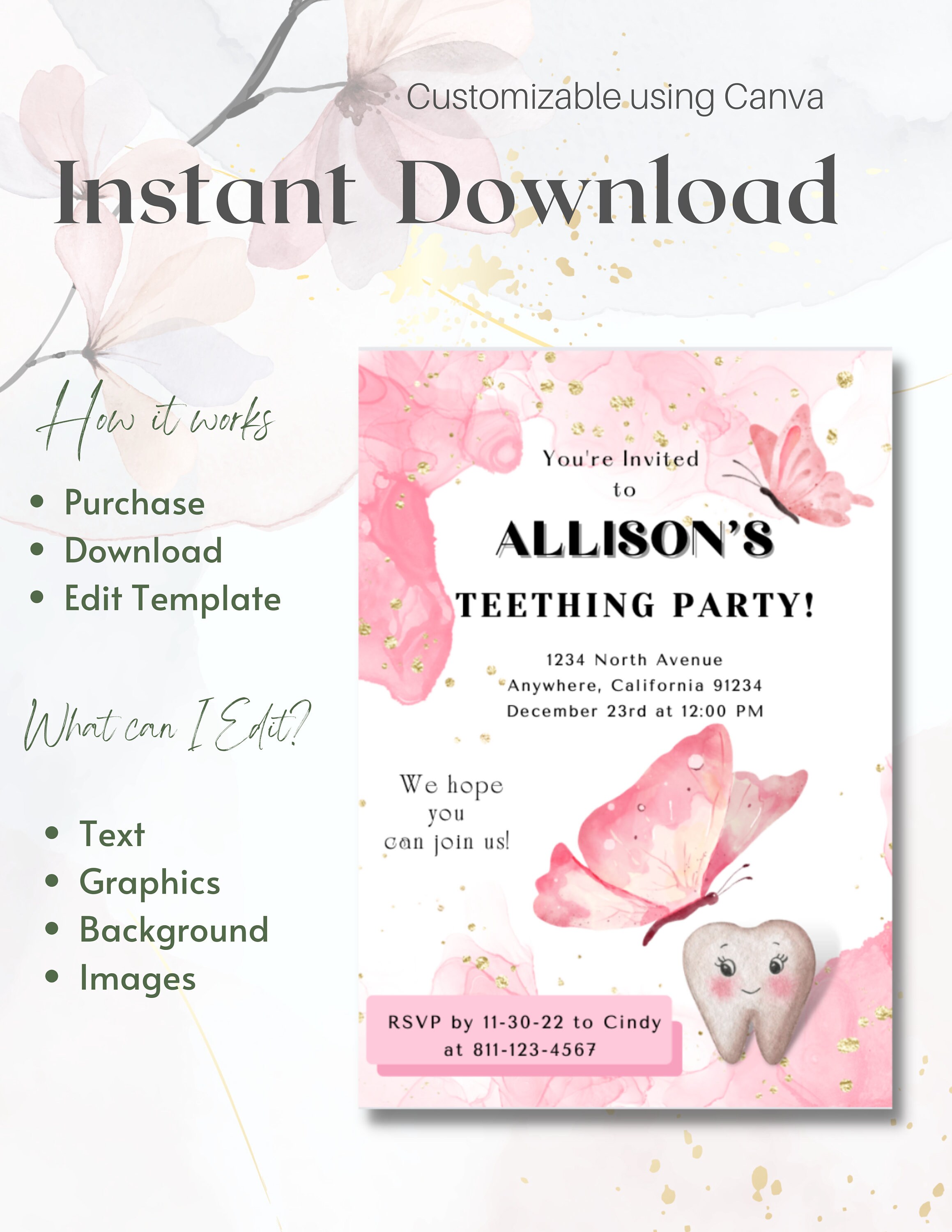 Teething Party Invitation Armenian Atam Hatik Invitation Editable - Etsy