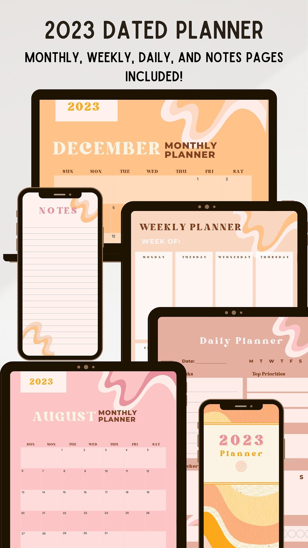 2023 Dated Planner - Retro, Minimalistic Design - Digital Download - Etsy